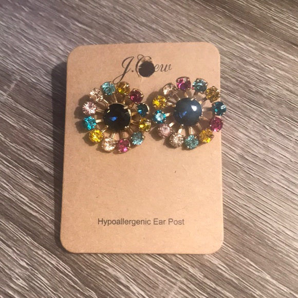 J. Crew | Jewelry | Jcrew Multicolor Rhinestone Earrings | Poshmark